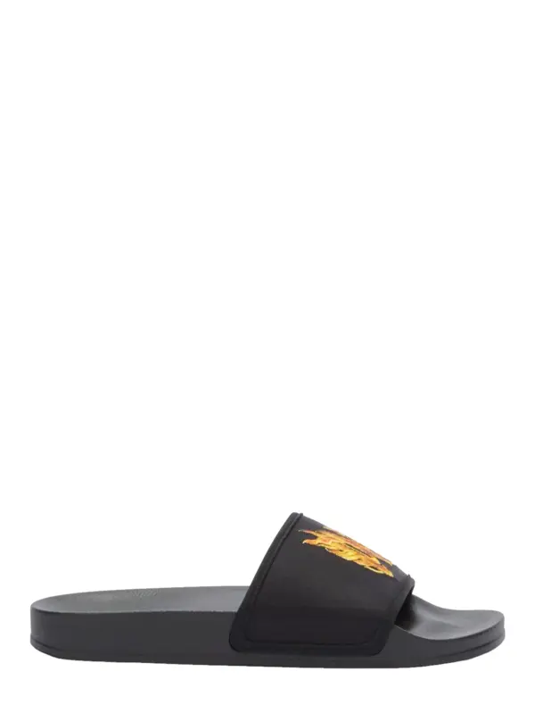 Palm Angels Monogram-embossed Pool Slides - Black