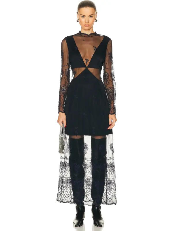 Rabanne Embroidery Maxi Dress - Midnight