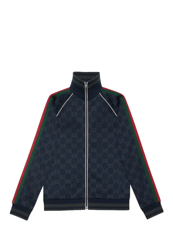 Gucci Gg Jersey Cotton Track Jacket - Blue