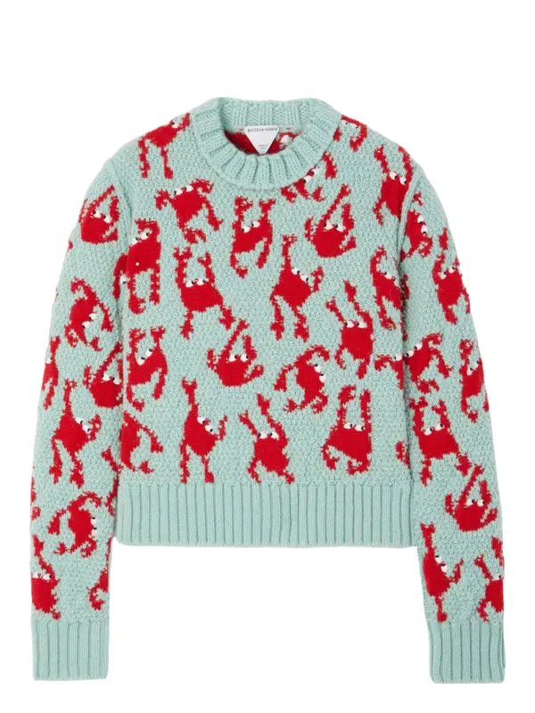 Bottega Veneta Jacquard-knit Wool Sweater - Blue