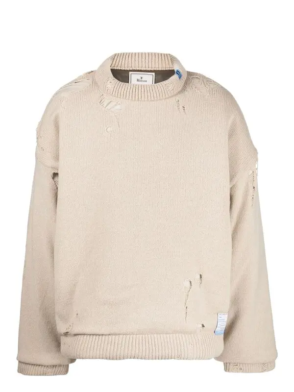 Mihara Yasuhiro Logo-patch Wool-blend Sweatshirt - Neutrals
