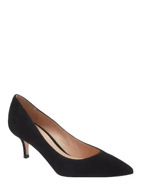 GIANVITO ROSSI Kitten Heel Pointed Toe Pump - Black