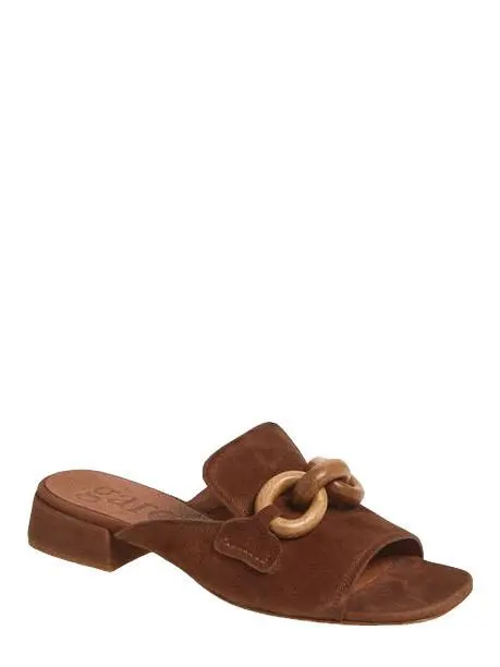 PEDRO GARCIA Enna Slide Sandal - Spice Plush Suede-walnut