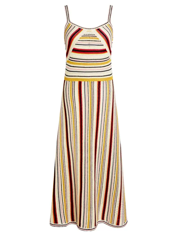 Zimmermann Vitali Striped Crochet-knit Cotton Maxi Dress - Pastel Yellow