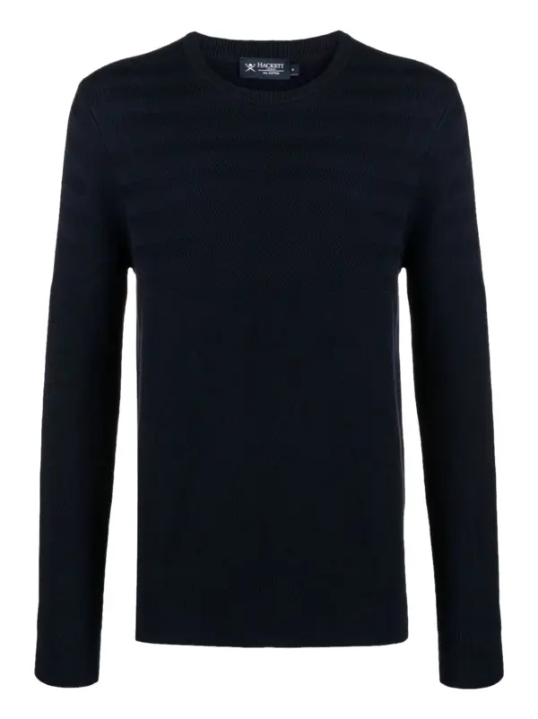 HACKETT Herringbone Cotton Jumper - Blue