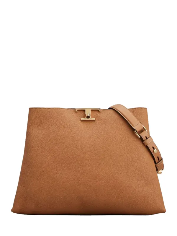 TOD'S T Timeless Medium Leather Tote Bag - Brown