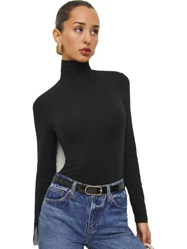 REFORMATION Cordelia Knit Bodysuit - Black
