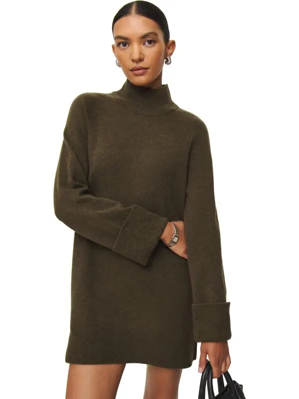 REFORMATION Tate Regenerative Wool Sweater Dress - Kelp