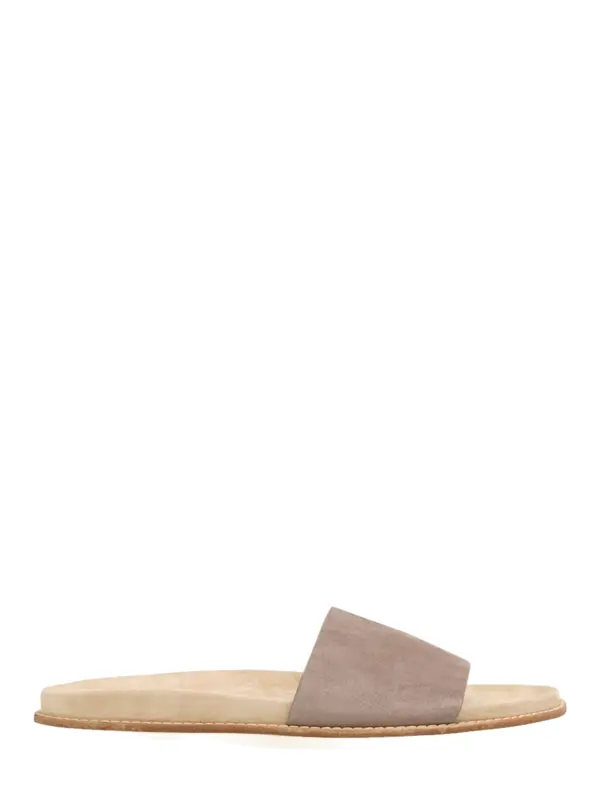 Brunello Cucinelli Suede Slide Sandals - Grey