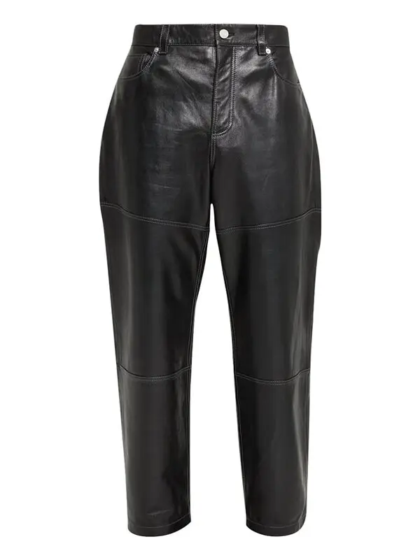 FRAME Paneled Leather Trousers - Black