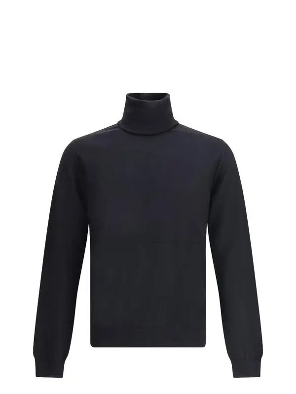 JIL SANDER Virgin Wool Long Sleeve Turtleneck Jumper - Black