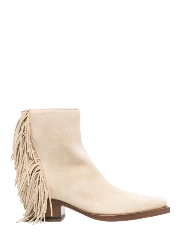 BOTTERO Fringed Suede Ankle Boots - Neutrals