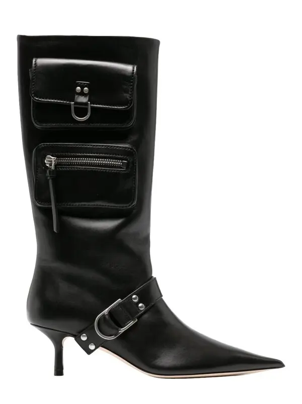 Blumarine 55mm Pocket Leather Boots - Black