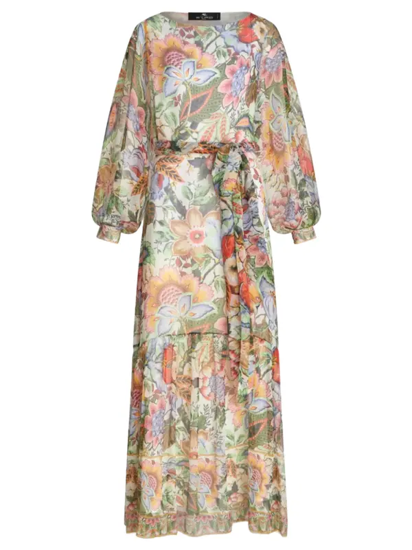 Etro Floral-print Silk Maxi Dress - Neutrals