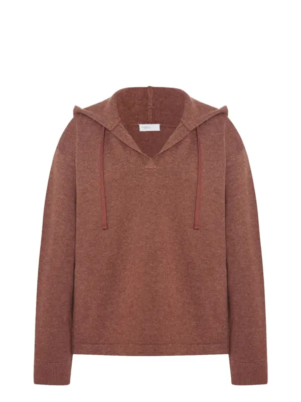 Rosetta Getty V-neck Drawstring Hoodie - Brown