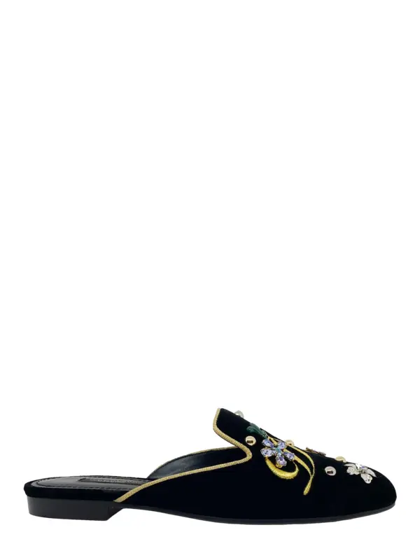Dolce & Gabbana Velvet Mules - Black