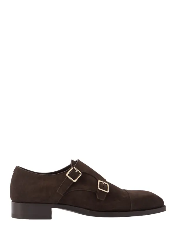 TOM FORD Suede Monk-strap Shoes - Brown