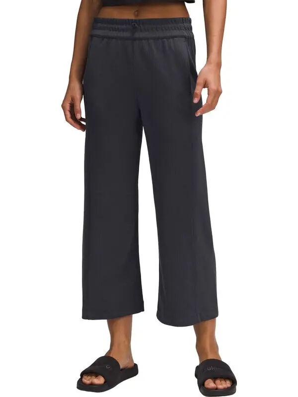 Lululemon Ribbed Softstreme Mid-rise Wide-leg Cropped Pant 25 - Graphite Grey