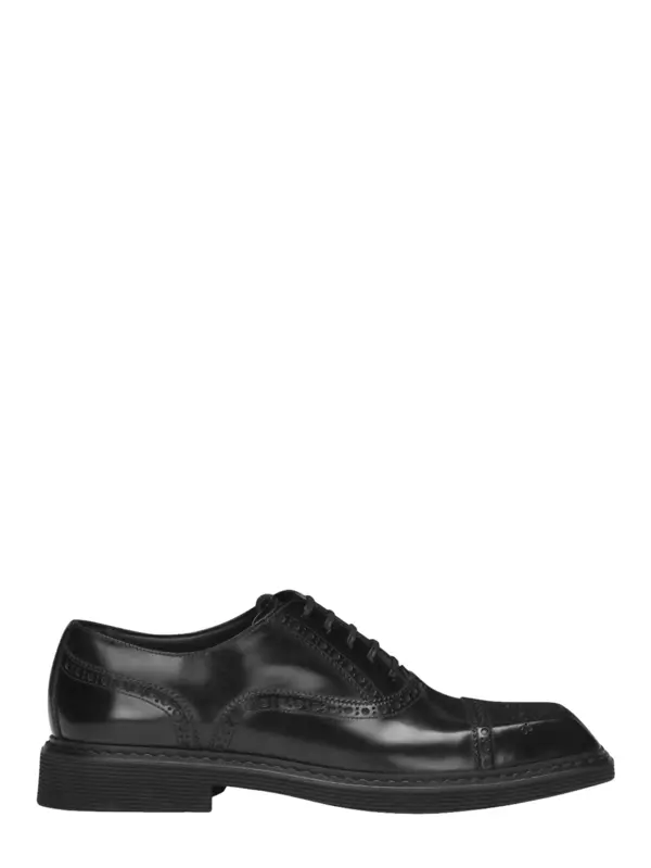 Dolce & Gabbana Square-toe Leather Derby Shoes - Black