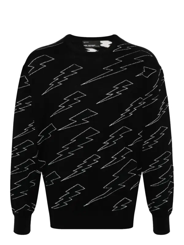 Neil Barrett Thunderbolt Intarsia Jumper - Black