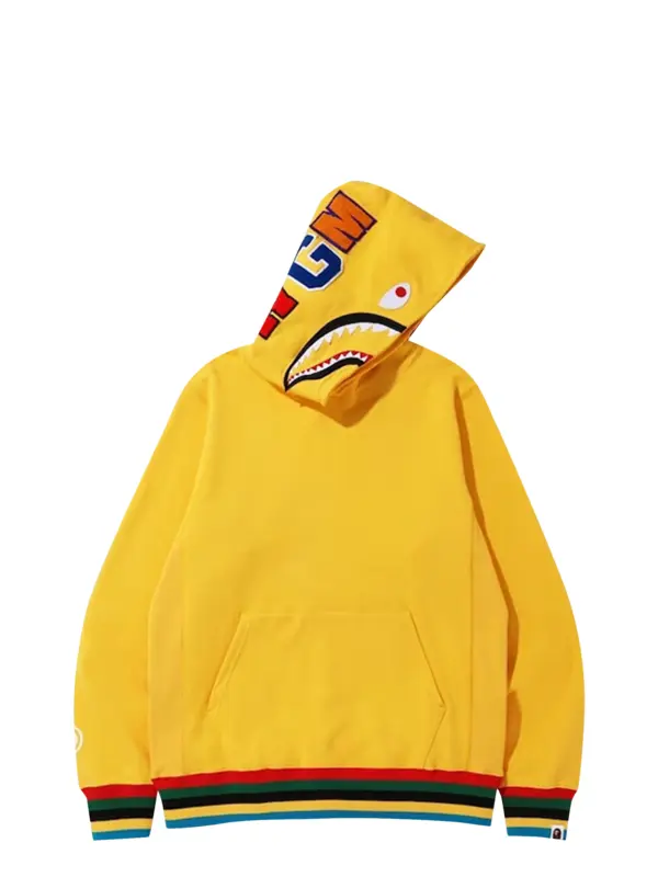 BAPE Shark Line Rib Pullover Hoodie - Yellow