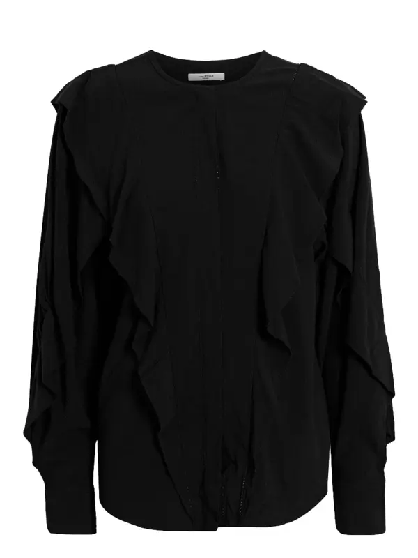 MARANT ETOILE Hildia Ruffled Jacquard Blouse - Black