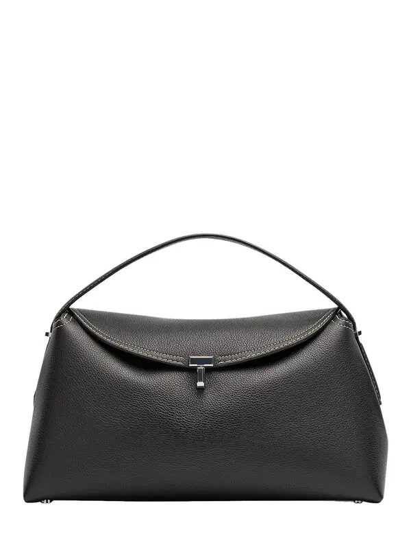 TOTÊME T-lock Top Handle Bag In Pebble Grain Leather - Black