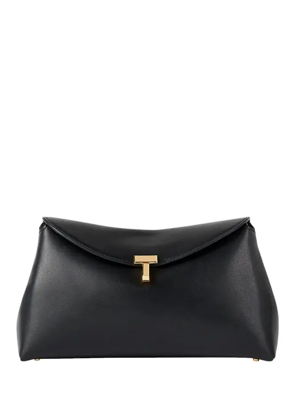 TOTÊME T-lock Clutch In Palmellata Leather - Black