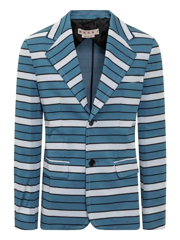 Marni Single-breasted Striped Blazer - Blue
