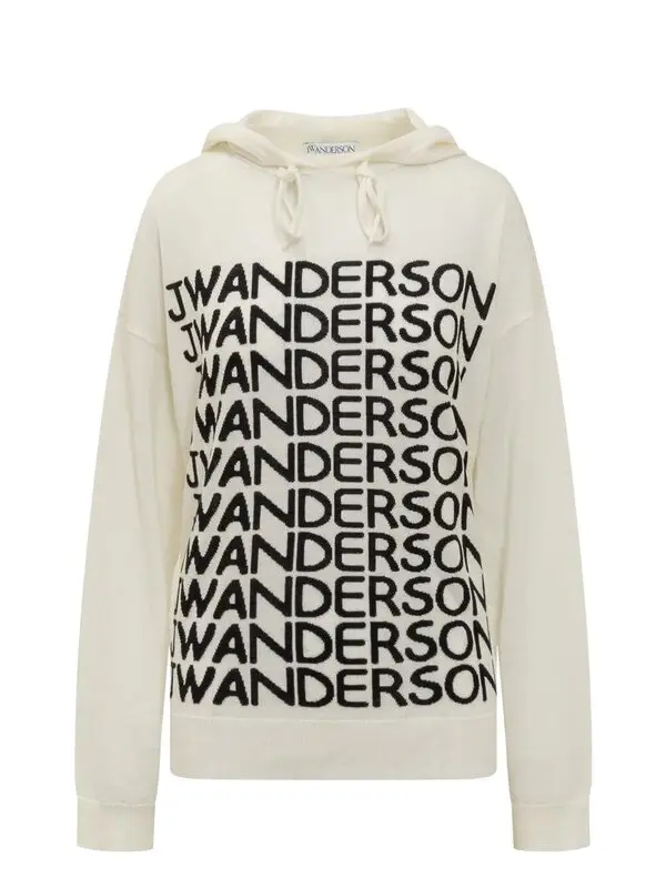 JW Anderson Repeat Logo Hooded Sweatshirt - Beige