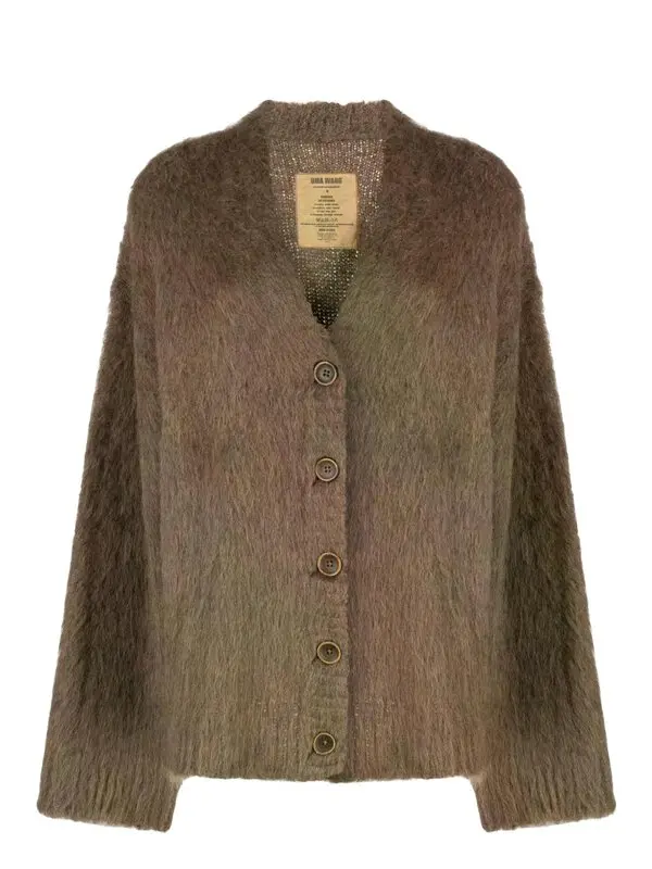 UMA WANG Brushed V-neck Cardigan - Brown