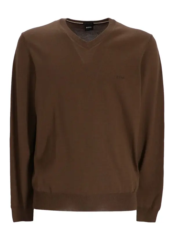 Hugo Boss V-neck Virgin-wool Jumper - Brown