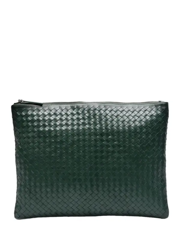 Dragon Diffusion A4 Interwoven Leather Clutch - Green