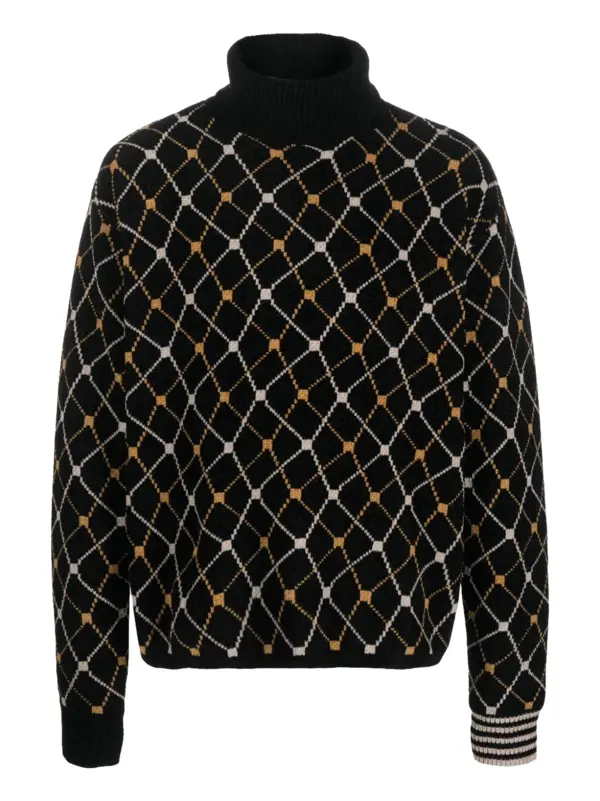 Random Identities Roll-neck Jacquard Jumper - Black