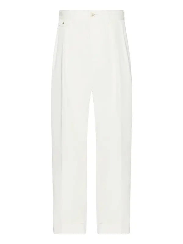 BEAMS 2 Pleats Trousers Pe Twill - Oyster