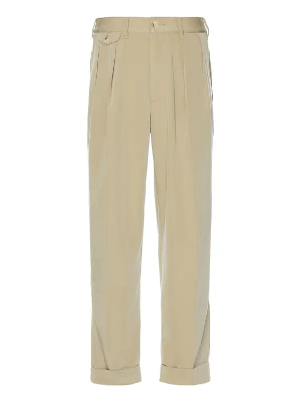 BEAMS 2 Pleats Trousers Pe Twill - Sand