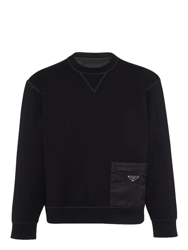 Prada Felpa Sweatshirt With Re-nylon Pocket - Nero Nero