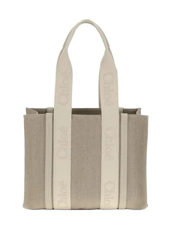 Chloé Linen Woody Shoulder Bag - Beige