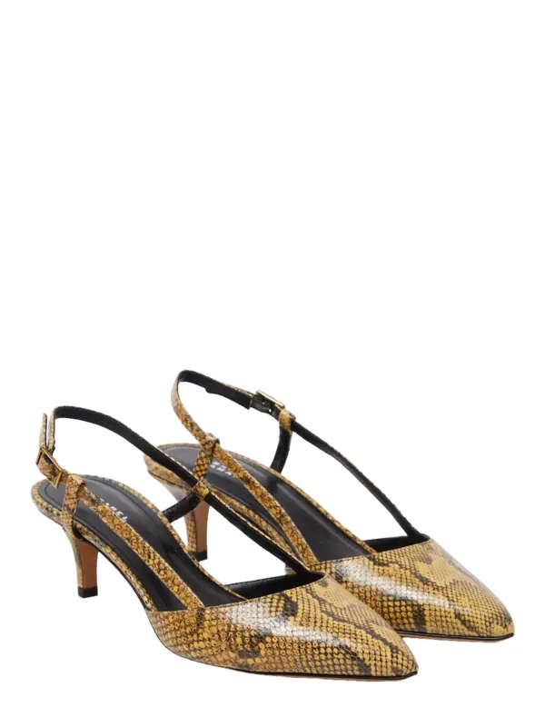 Isabel Marant Pilia Leather Slingback Pumps - Neutrals