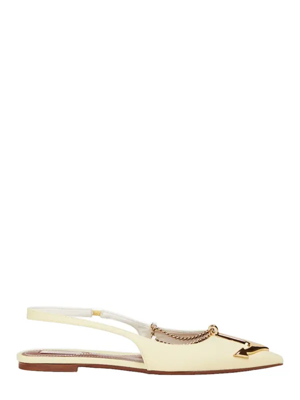 Zimmermann Embellished Canvas Slingback Point-toe Flats - Pastel Yellow