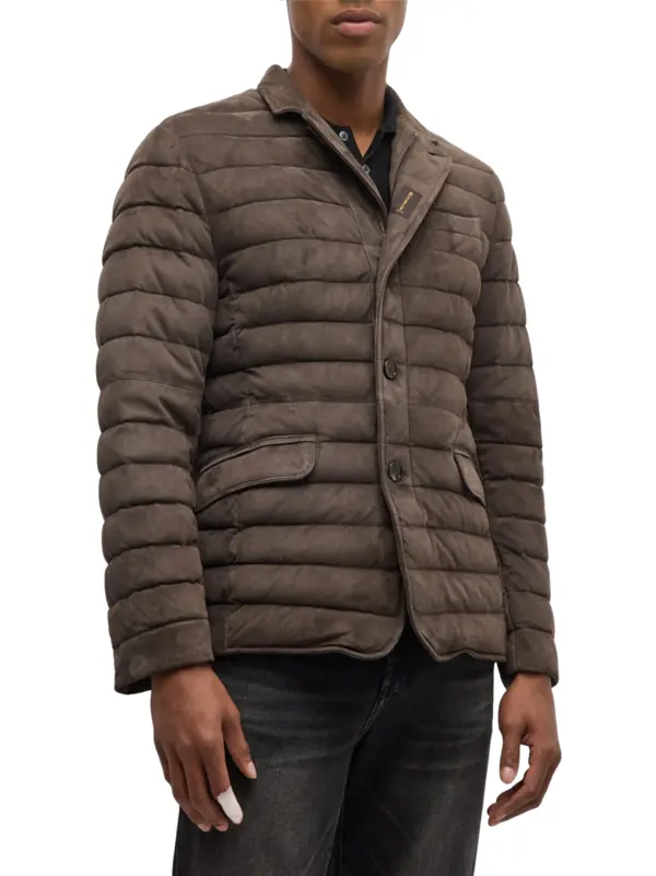 MOORER Channeled Suede Blazer - Grey