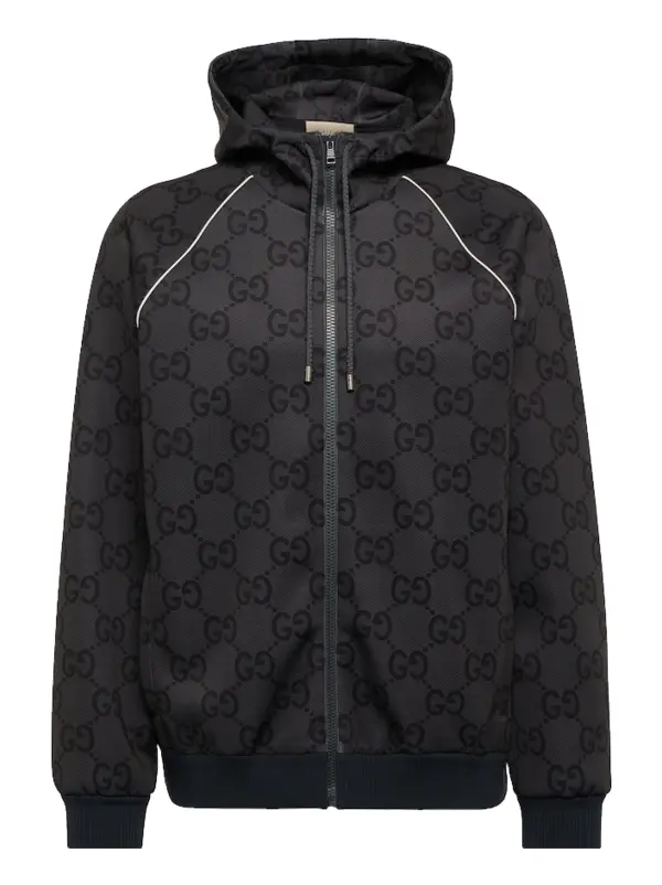 Gucci Jumbo Gg Hooded Jacket - Grey