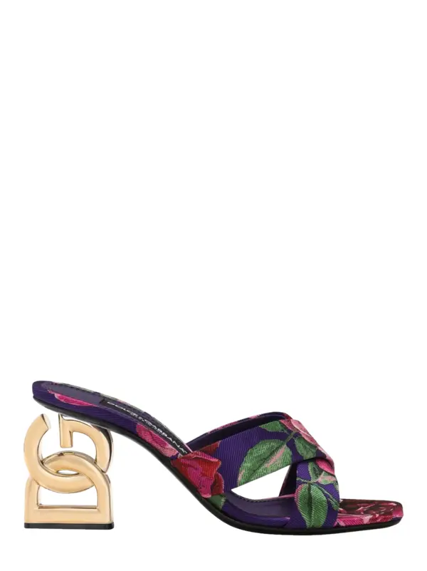 Dolce & Gabbana Floral-jacquard Sandals - Purple