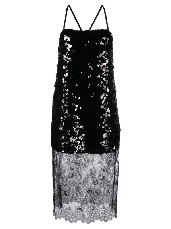 Sonia Rykiel Paris Sequinned Midi Slip Dress - Black
