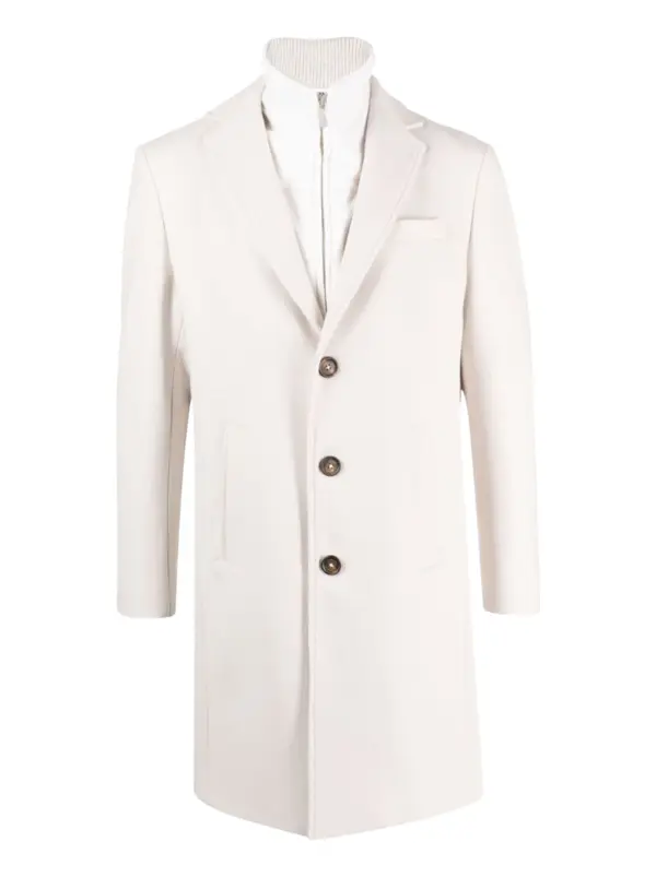 Eleventy Double-layer Wool-cashmere Blend Midi Coat - Neutrals