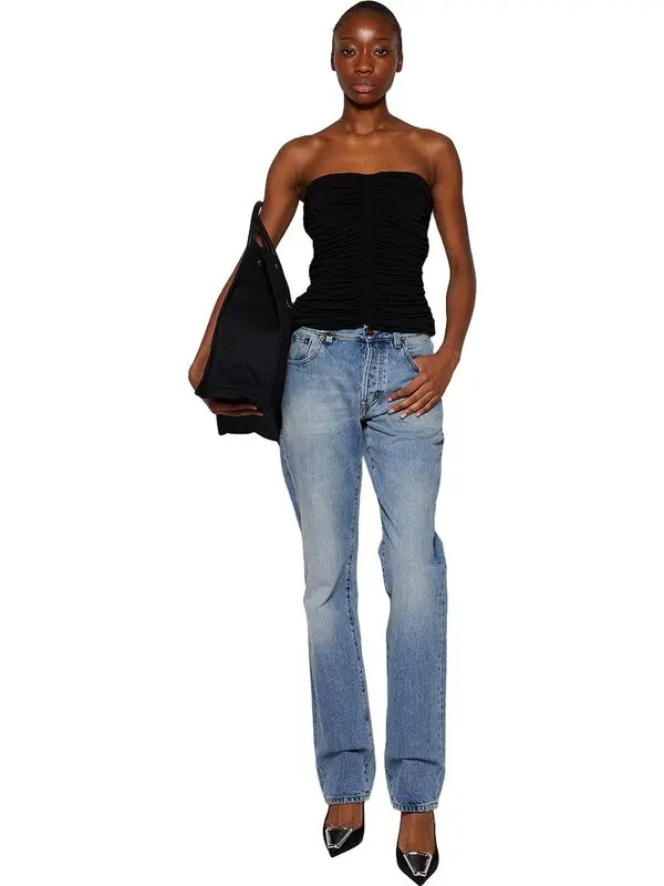 Saint Laurent Crepe Jersey Bustier Top - Black