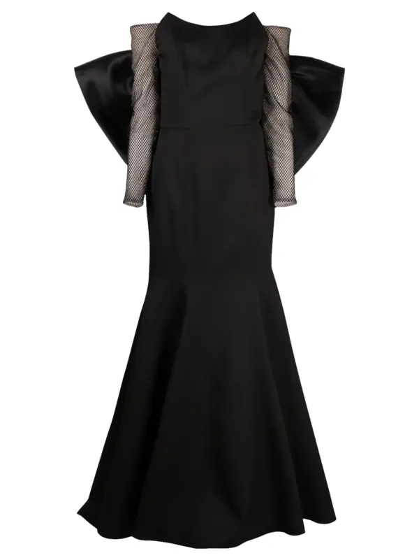 BAZZA ALZOUMAN Off-shoulder Fishtail Gown - Black