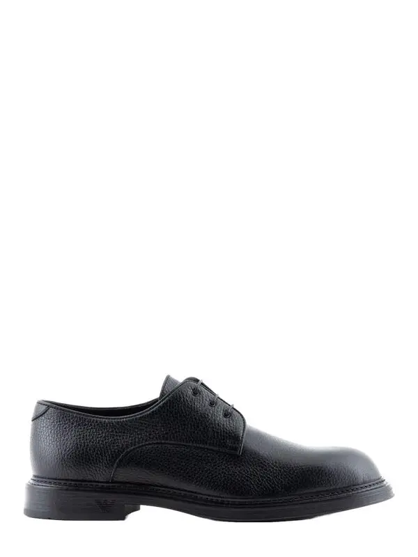 Emporio Armani Leather Laced Shoes - Black