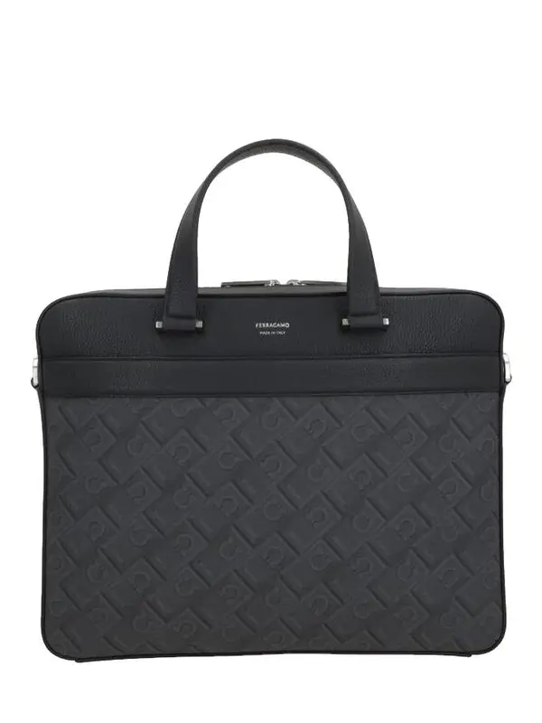 FERRAGAMO Monogram Business Bag - Black