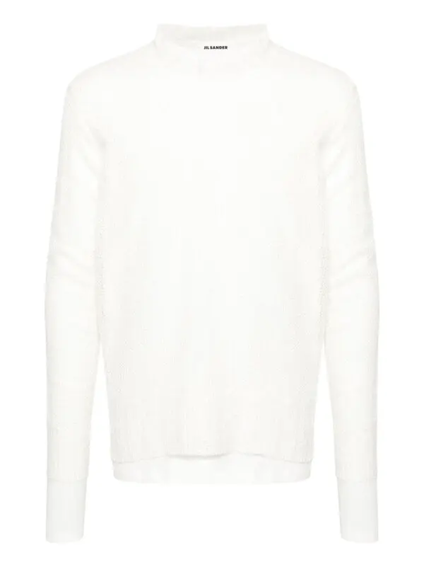 JIL SANDER Logo Intarsia-knit Cotton Jumper - White